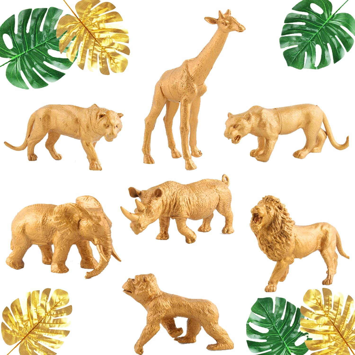 13 PCS Gold Safari Animal Birthday Centerpiece Jungle Animals Cake ...