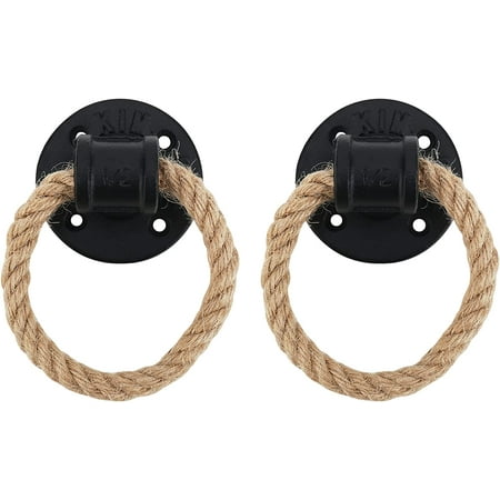 Vintage Iron Pull Handle with Hemp Rope Wall Mount Hanging Pull Ring ...