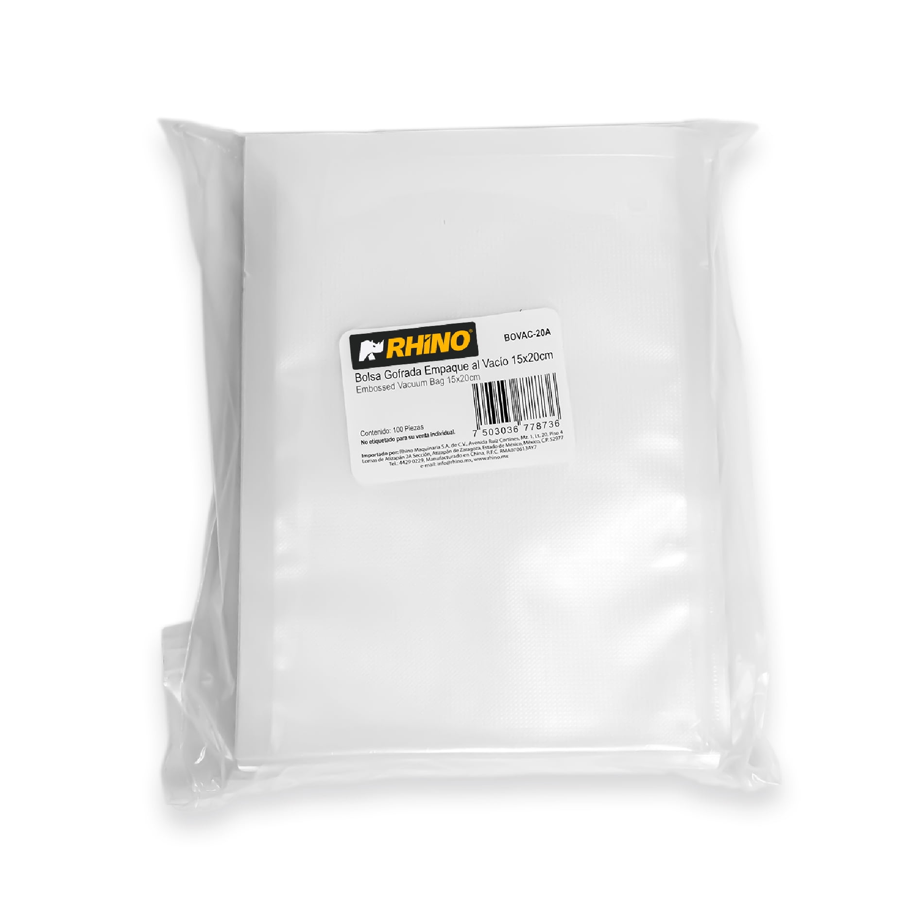 Bolsa Gofrada para Empacado al Vacío 15 x 20 cm Rhino BOVAC-20A | Walmart en línea