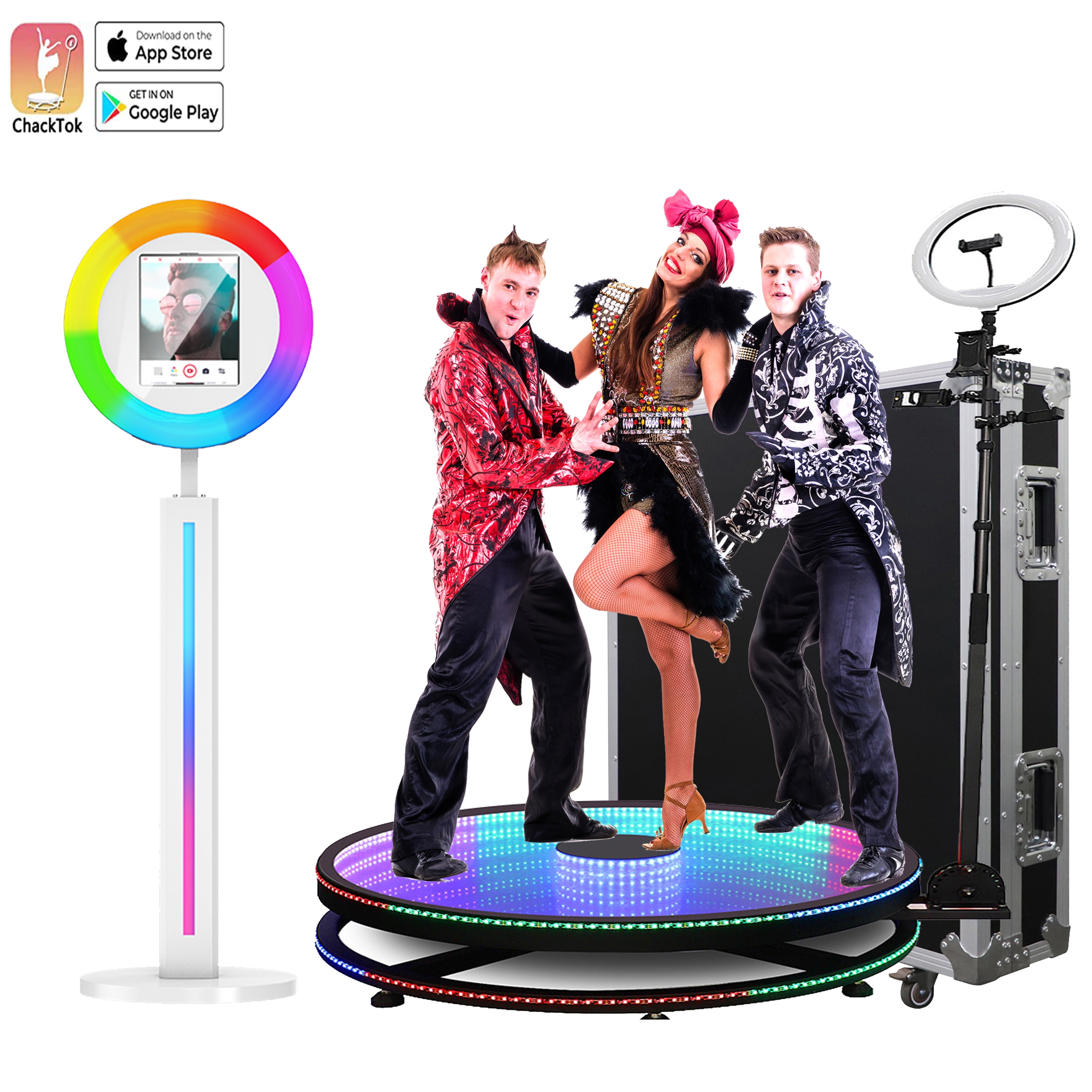 "MWE 360 Photo Booth Machine 40"" Tempered Glass, iPad Control, Free ...