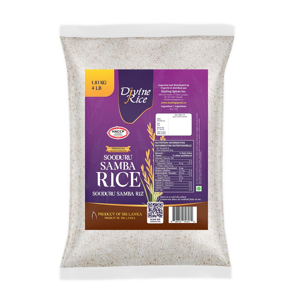 Suduru Samba Divine Rice (Jeeraga Samba) (4LB) - Walmart.ca