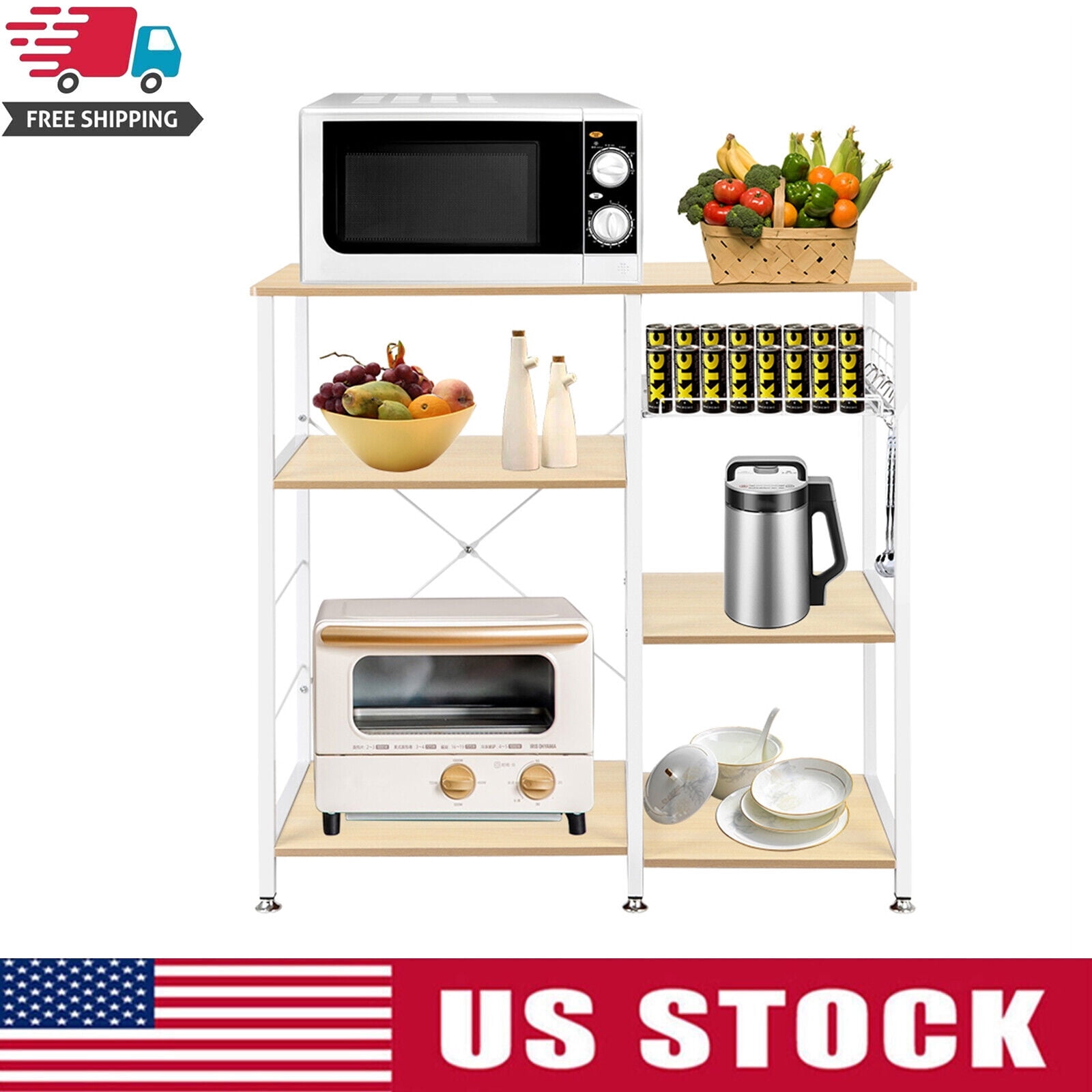 Kitchen Baker's Rack, 3-Tier Microwave Stand Different Height Utility ...