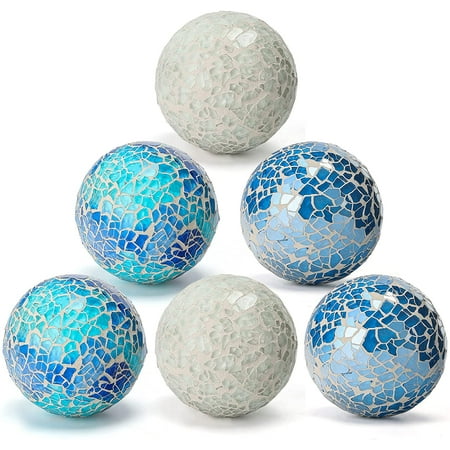 Decorative Ball Set, 6PCS 2.4 Inches Mosaic Glass Orbs Centerpiece Balls Glass Balls | Walmart ...