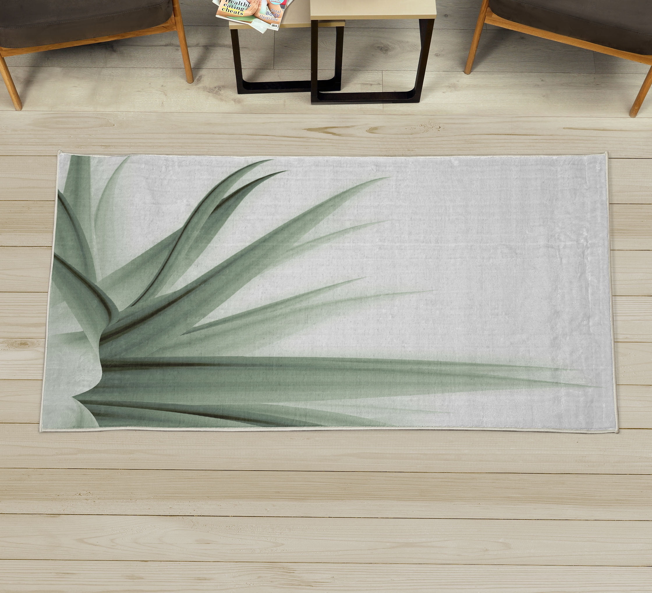 Flower Decorative Rug, Ombre Color Change Style Leaves Water Colored ...