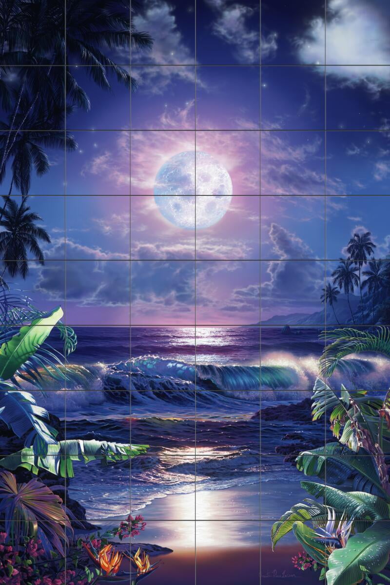 Tile Mural Kitchen Backsplash - Maui Moon III-CRL - by Christian Riese ...