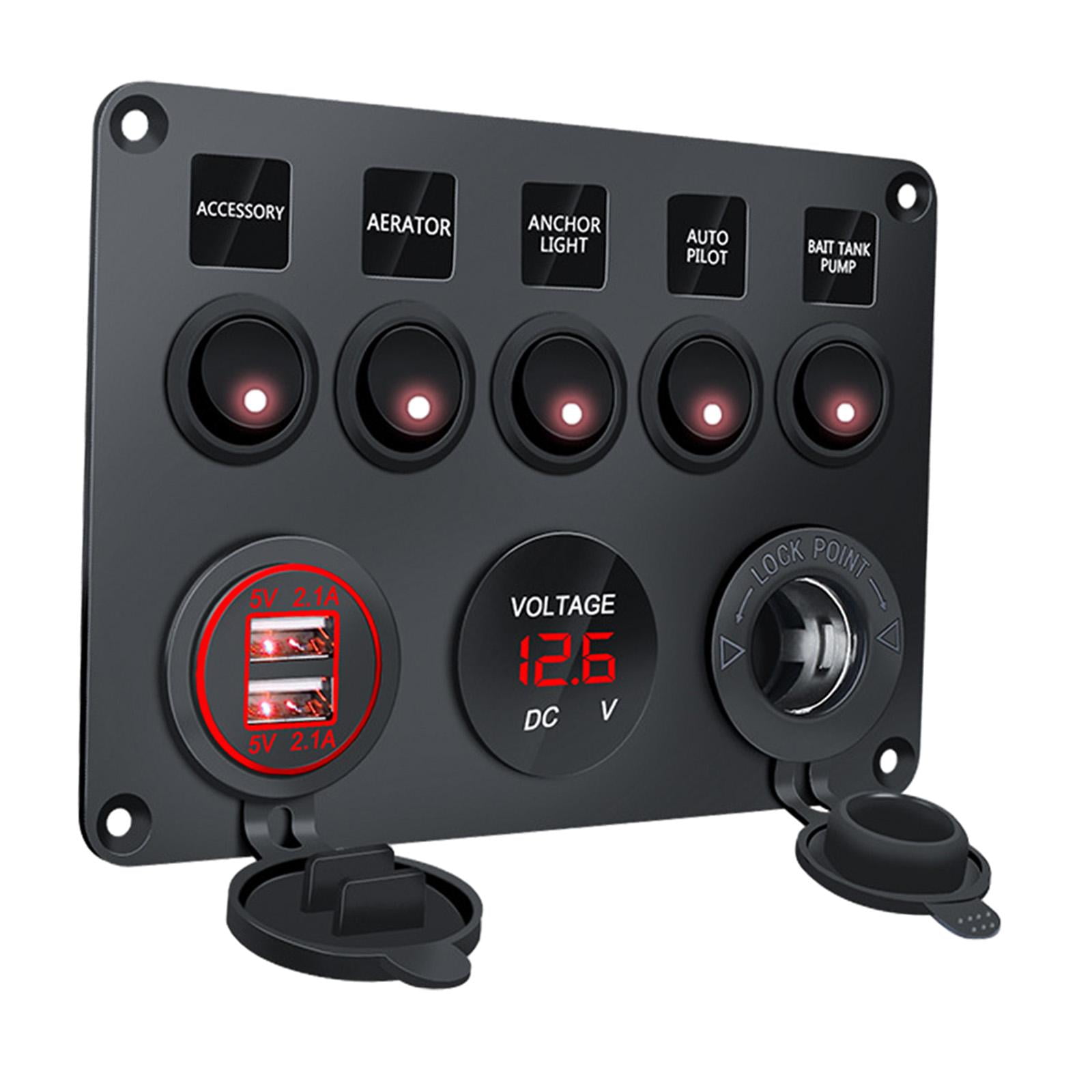 Panel de interruptor de 5 bandas multifunción con luz, Panel de ...