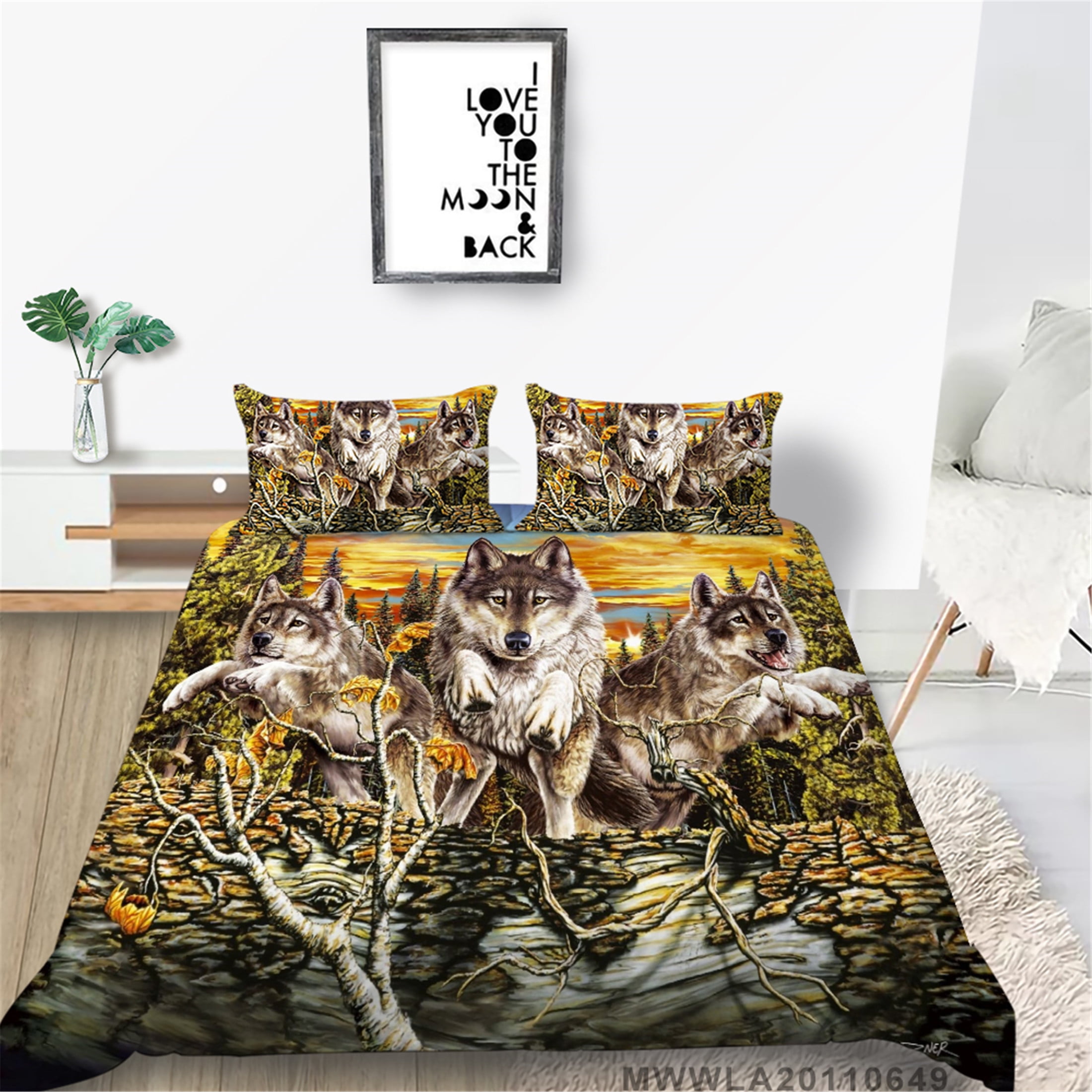 Hot Sale Bed Cover Set Home Bedclothes Vintage 3D Wolf Printed Home ...