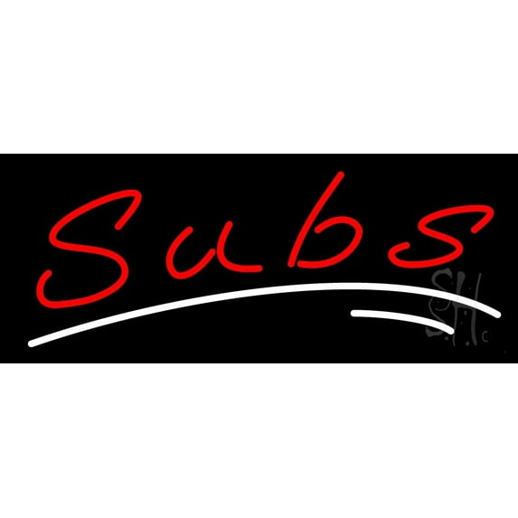 Red Subs With White Line LED Neon Sign 13 x 32 - inches, Black Square ...