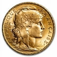 French Gold 20 Francs Coin (1899-1914) AU - Popular Bullion, Marianne Rooster Design - Walmart.com