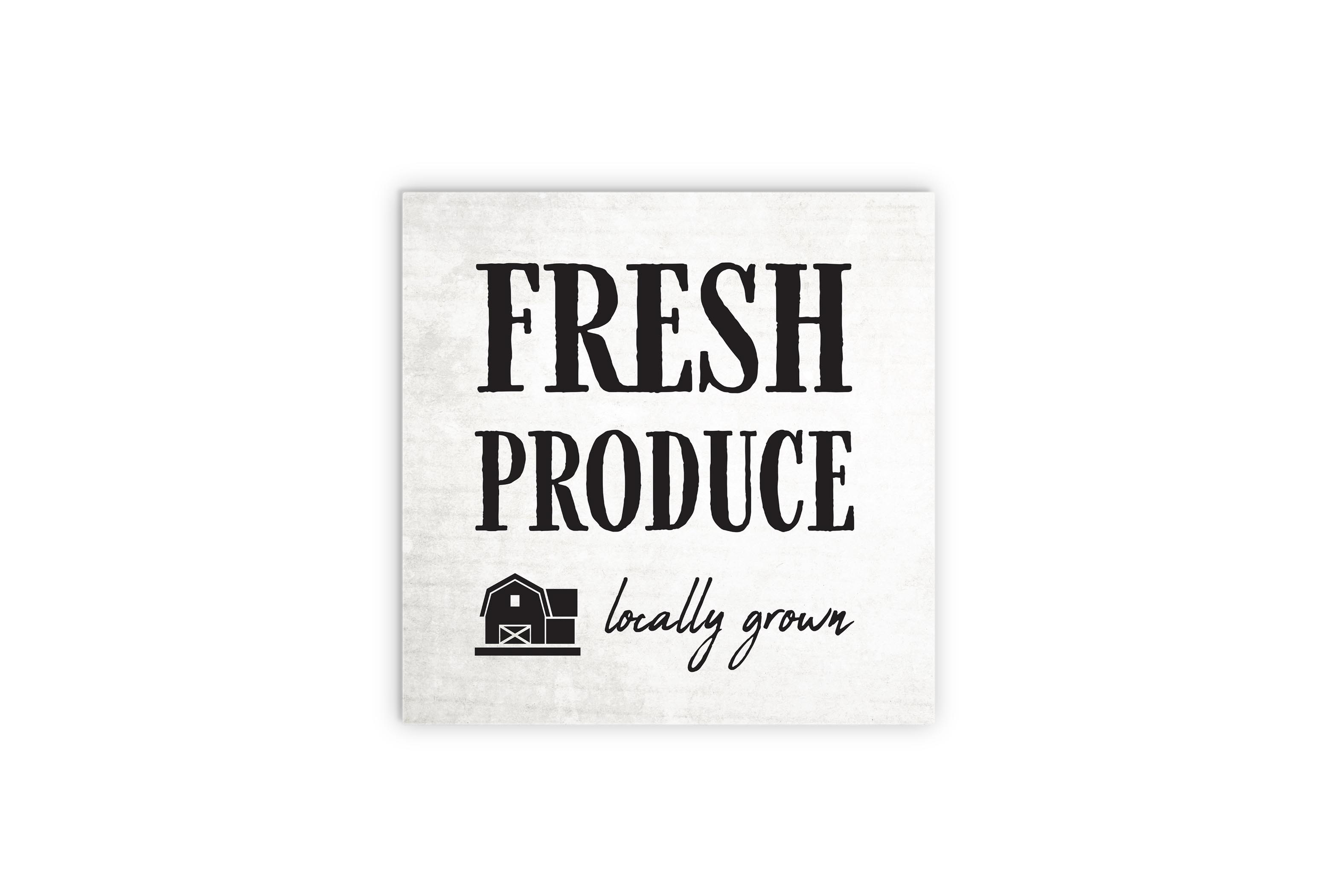 Fresh Produce Locally Grown Black Barn 12 x 12 Wood Wall Sign Plaque ...
