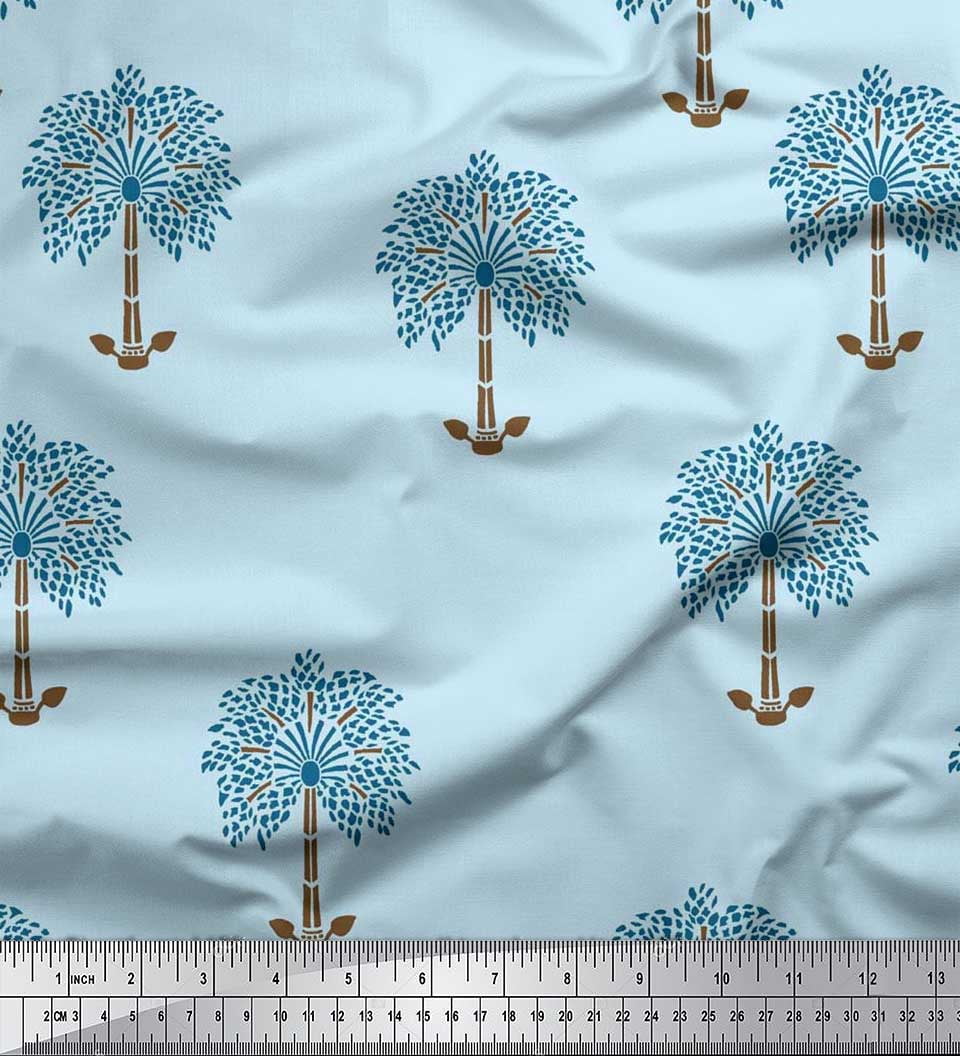 Soimoi Velvet Fabric Tree Block Print Fabric by Yard 58 Inch Wide ...