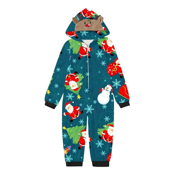 matoen Parent-child Warm Halloween Set Printed Home Wear Hoodid Pajamas ...