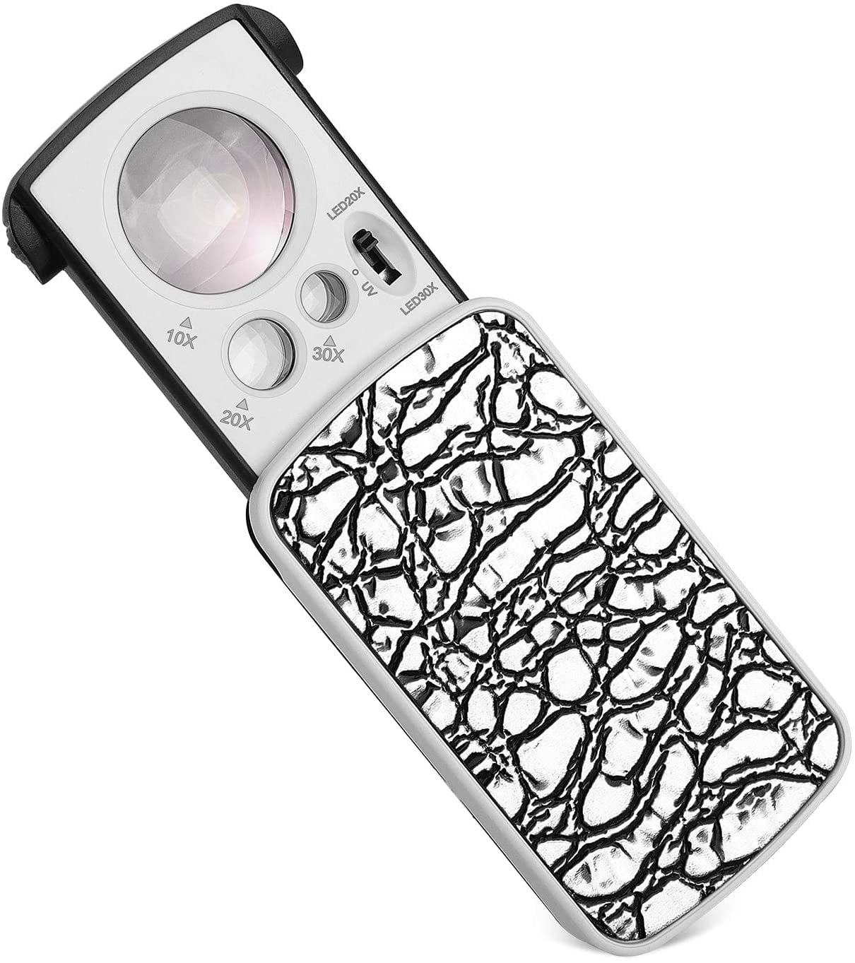 LED Slide-Out Jewelers Loupe, 10X 20X 30X Illuminated Multi-Power ...