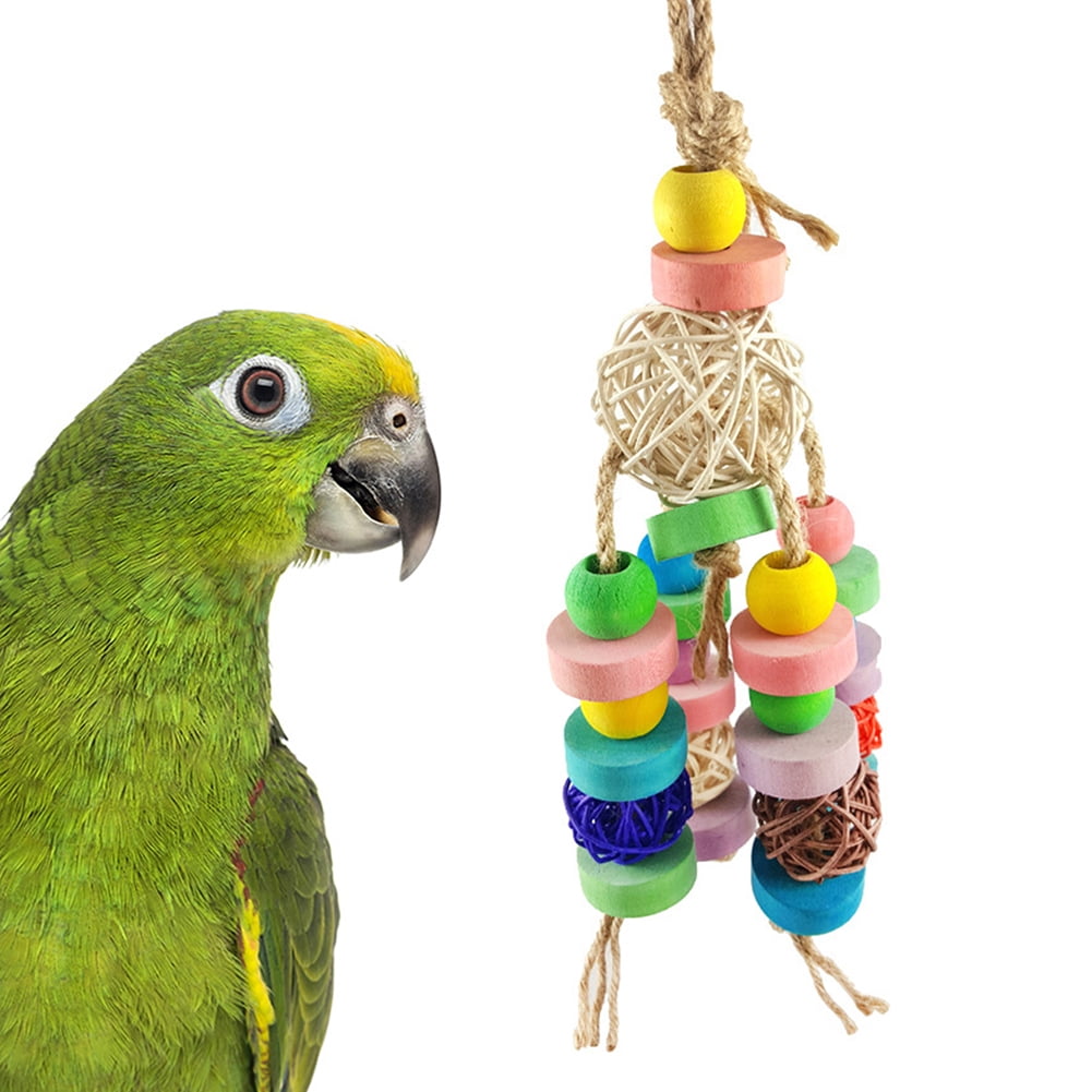 SPRING PARK Parrot Chew Toy, Pet Colorful Block Interactive Bite ...