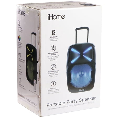 iHome 200W Portable Bluetooth Karaoke Party Speaker with Lights & 15 ...