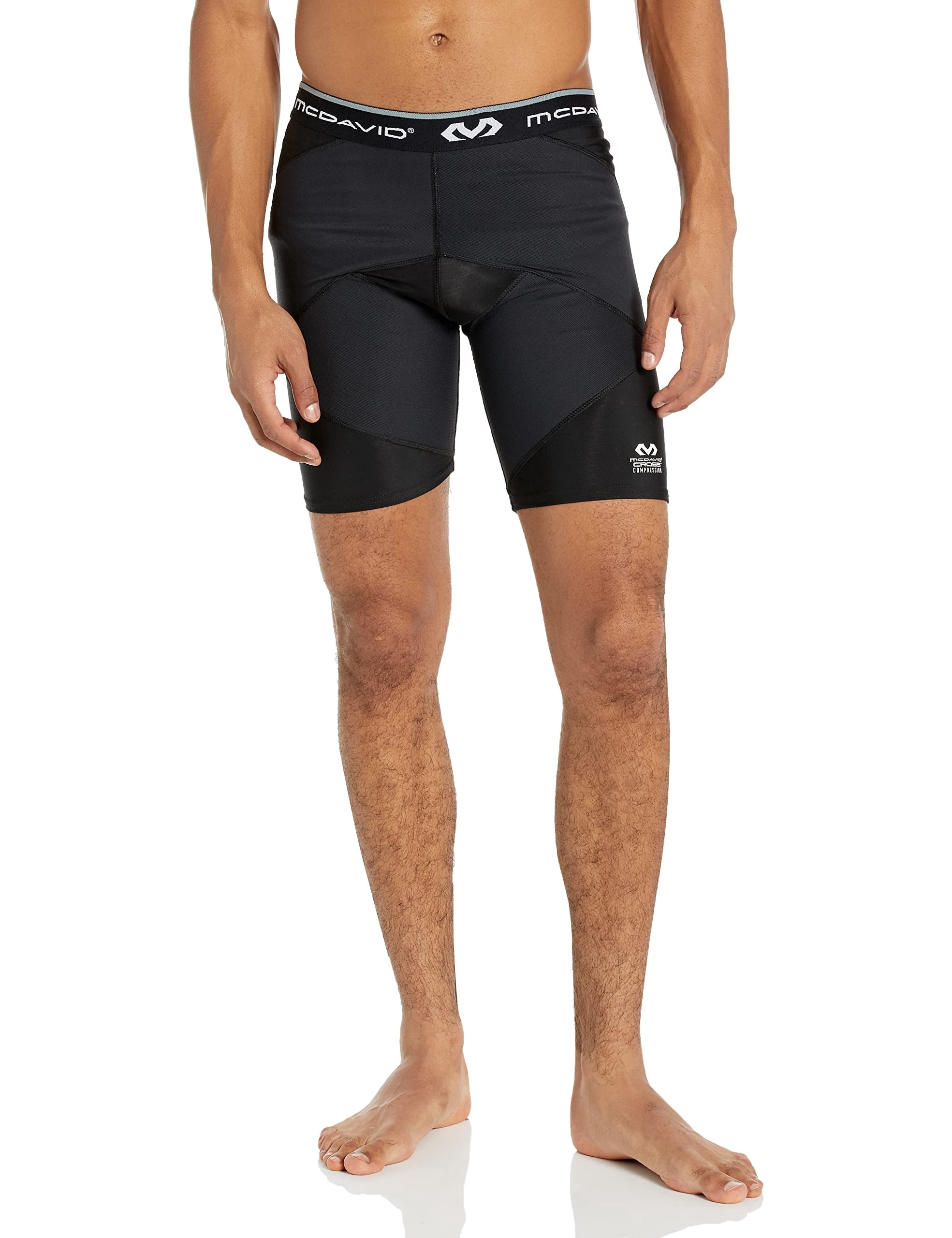 McDavid Super Cross Compression Short with Hip Spica, Black, Large ...