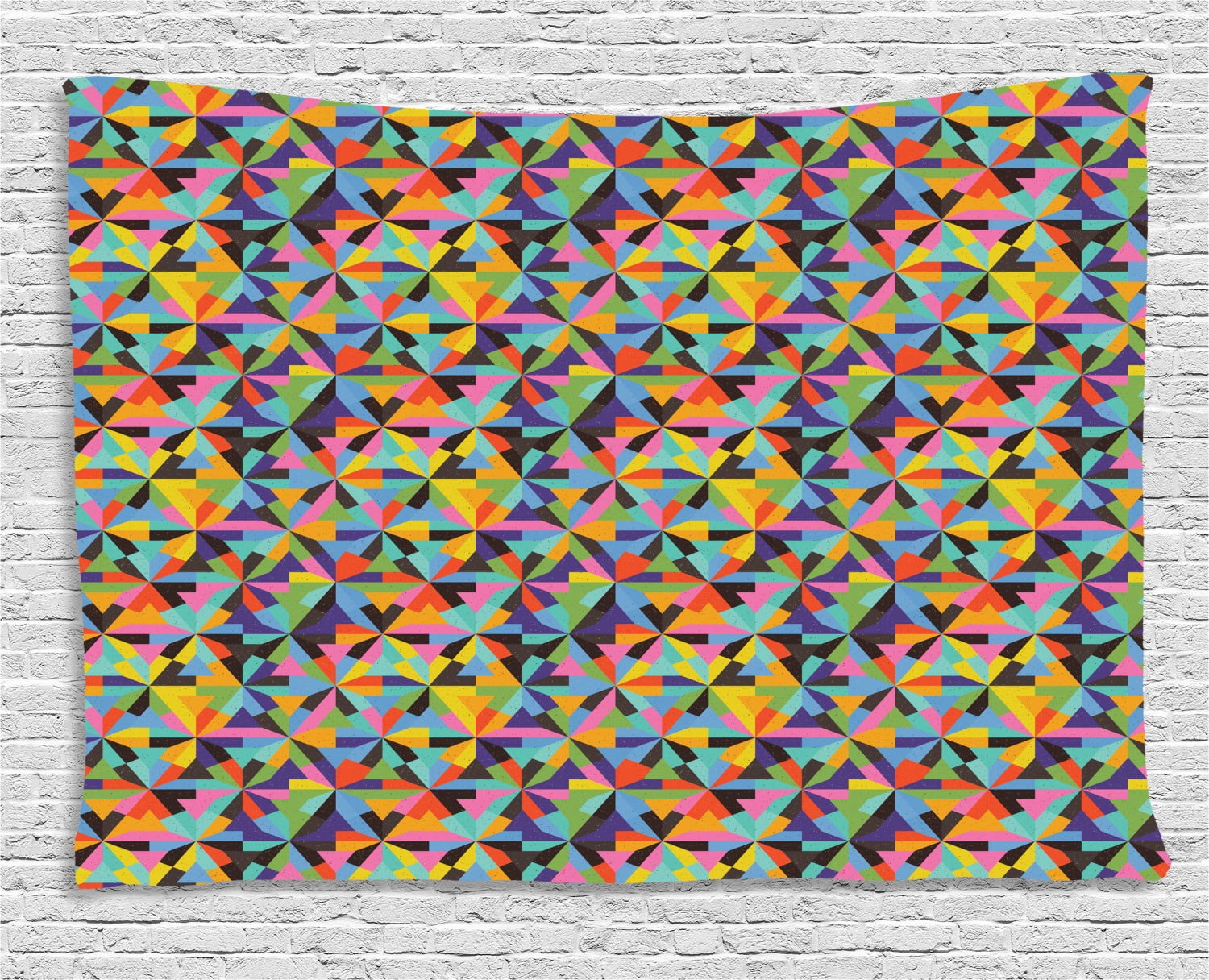 Geometric Tapestry, Tangled Design of Colorful Triangular Shapes Grunge ...