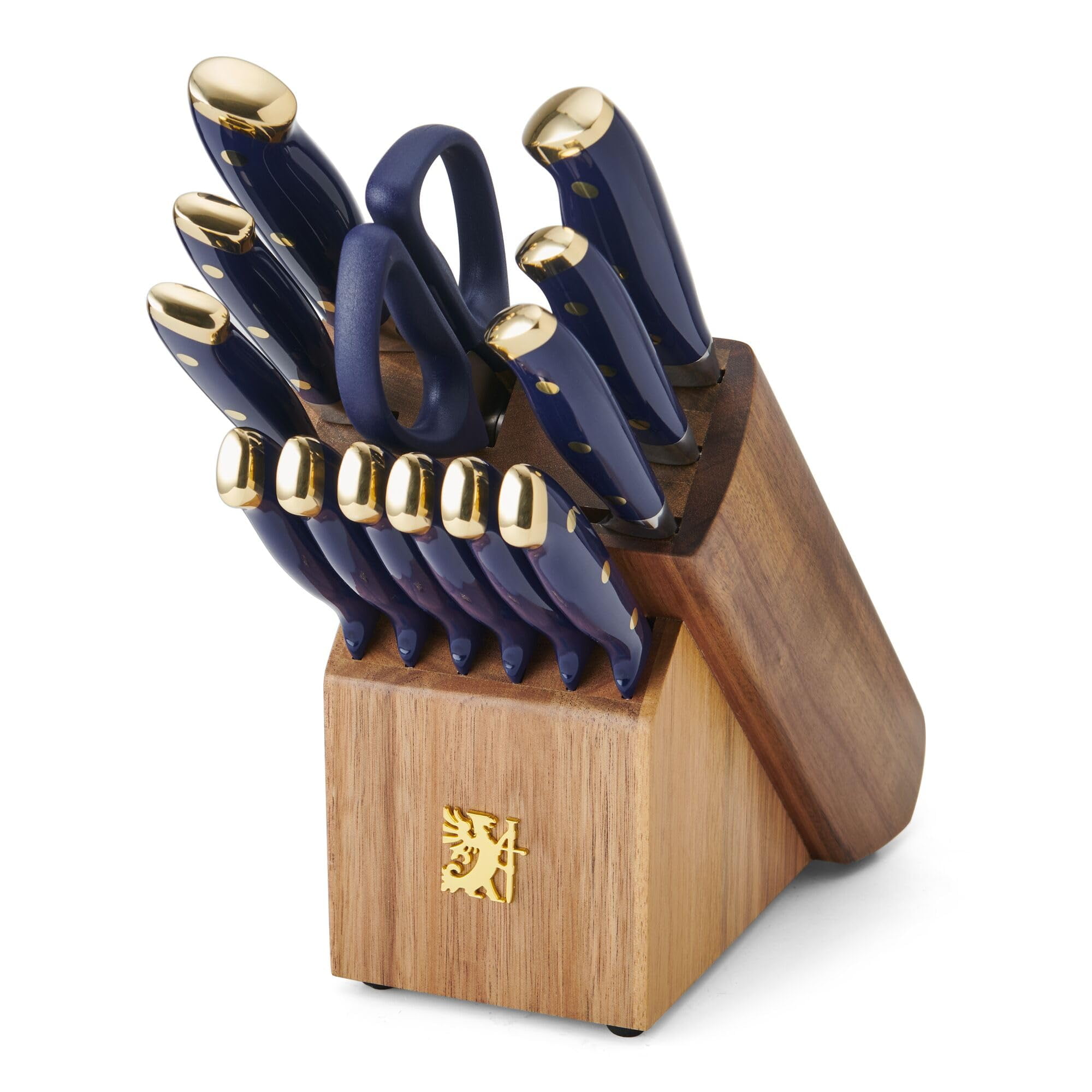 Sabatier 14-Piece Forged Triple Rivet Knife Set with Acacia Block, Navy ...