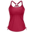 DHFJKG Women Criss Cross Back Tankini Swimwear Tops Solid Color Scoop ...