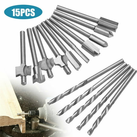 EastVita 15pcs 1/8" 3mm Metal Shank Router Twist Drill Bit Set For ...