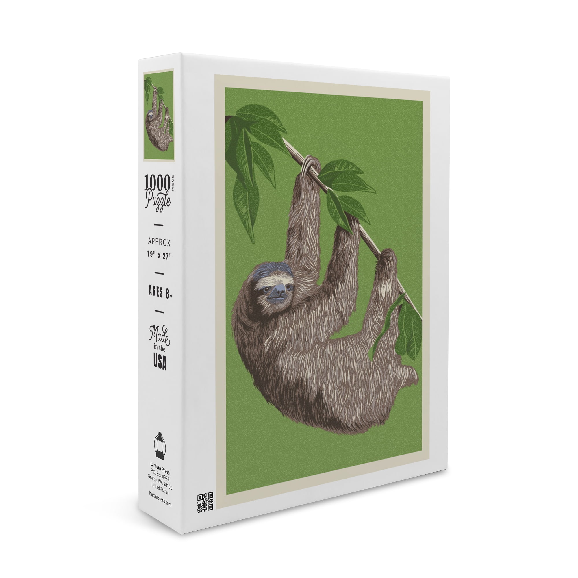 Three Toed Sloth, Letterpress (1000 Piece Puzzle, Size 19x27 ...