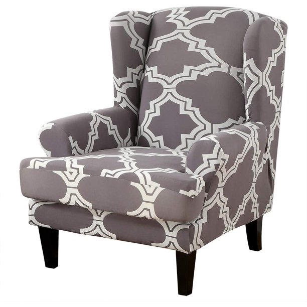 SHANNA Wingback Chair Slipcovers 2-Piece Stretch Fabric Wing Chair ...