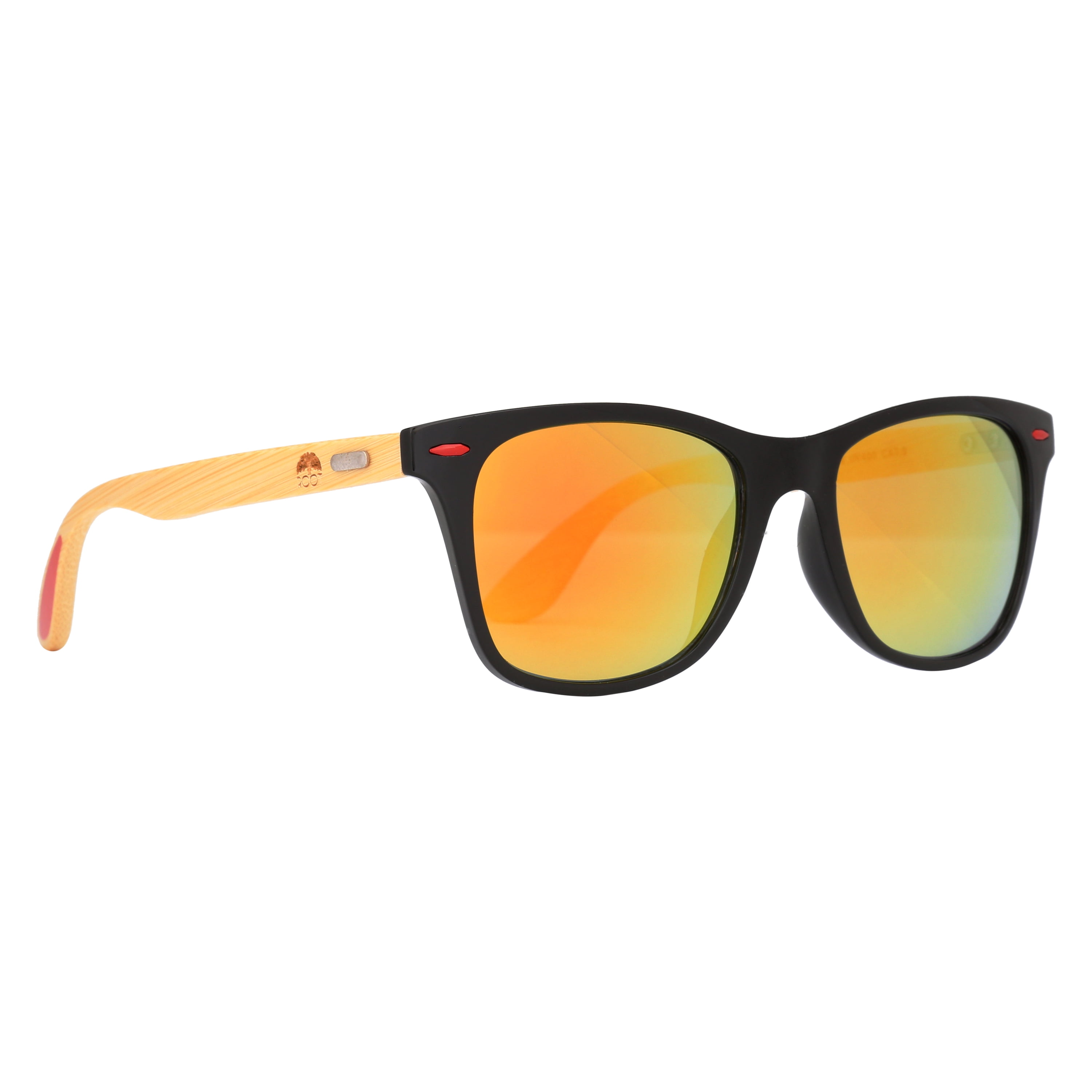 Root Jackson Square Black PC Red Mirror Lens Bamboo Temples Unisex ...