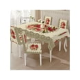 5-Piece Rose Lace Tablecloth And Chair Set In Beige With Red Pink ...