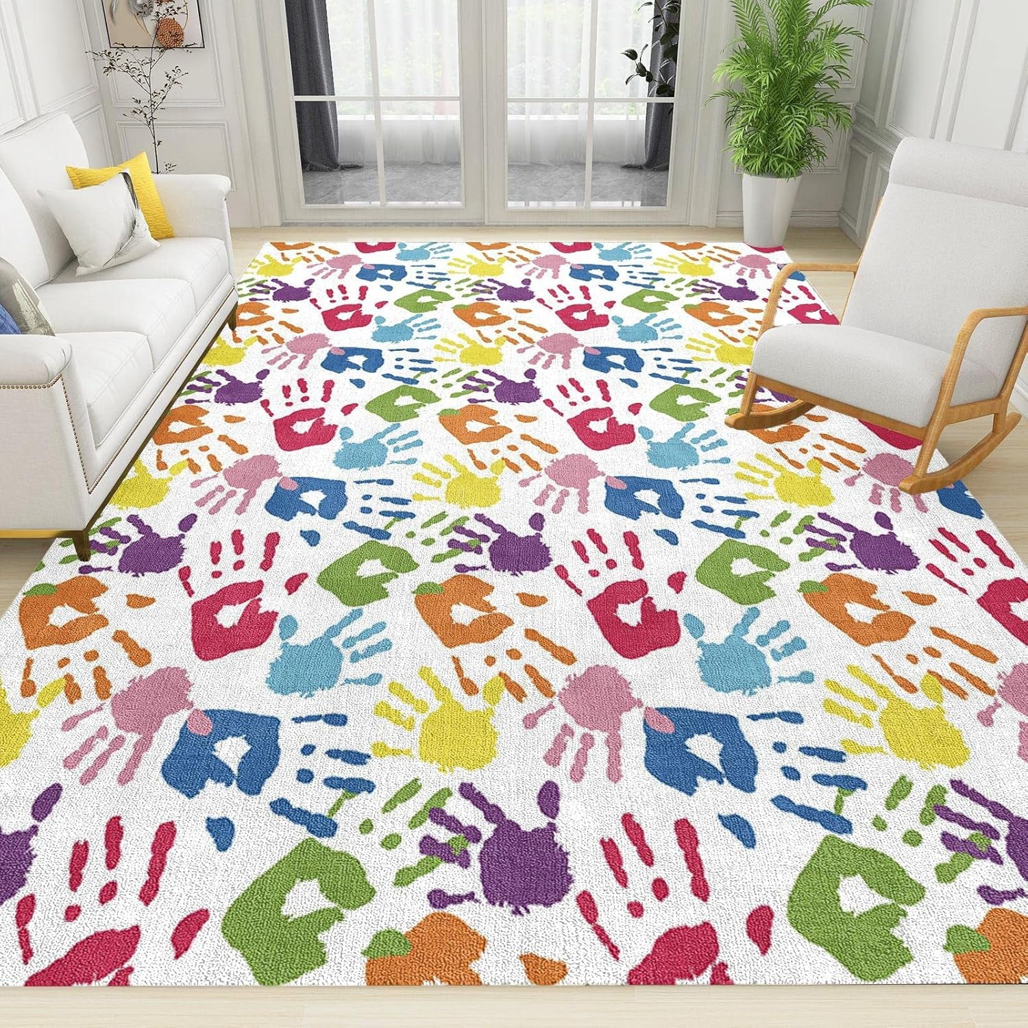 Click here for Rughome Modern Abstract Colorful Graffiti Handprin... prices