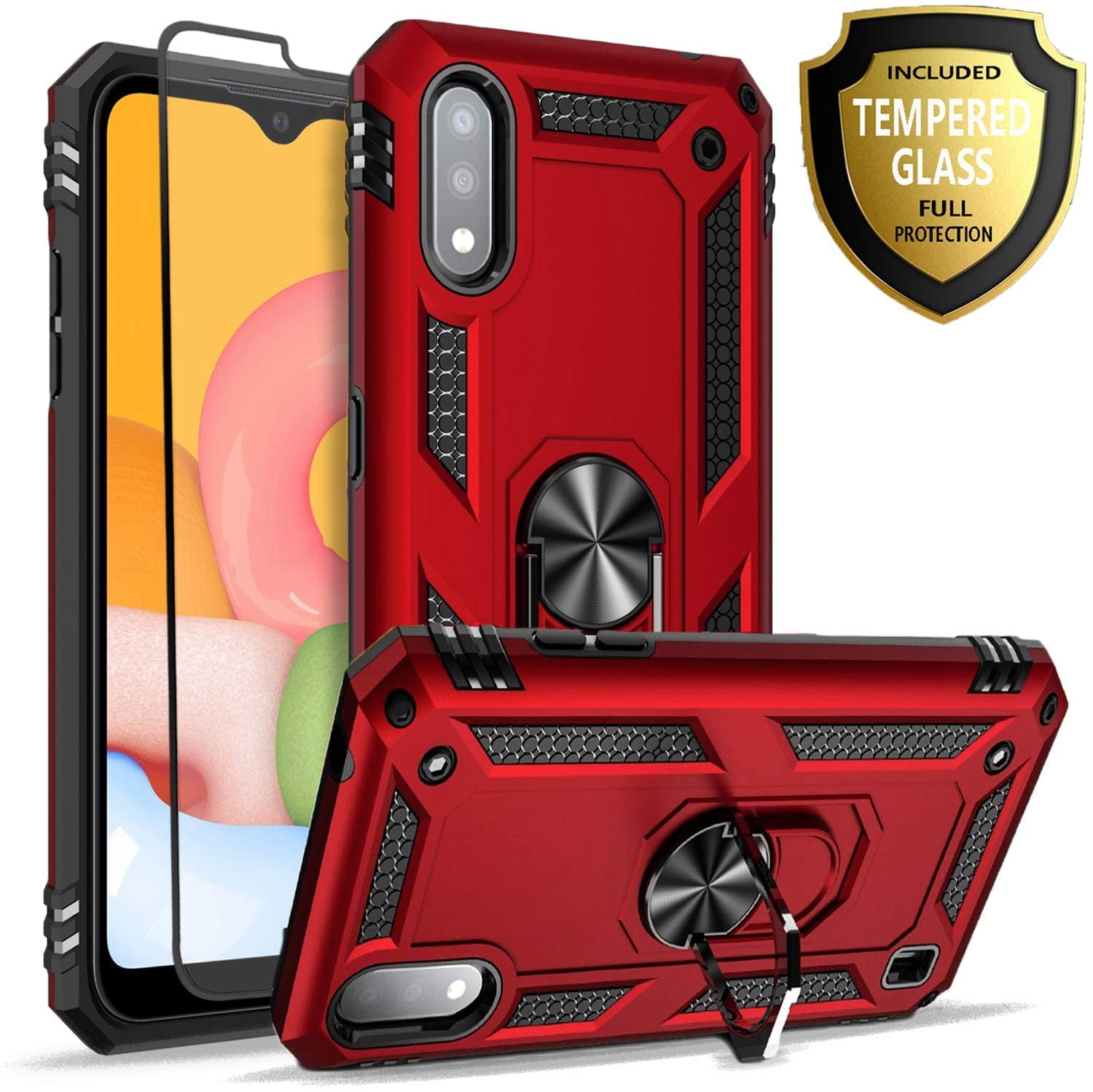 Samsung Galaxy A01 Case, With [Tempered Glass Screen Protector Included ...