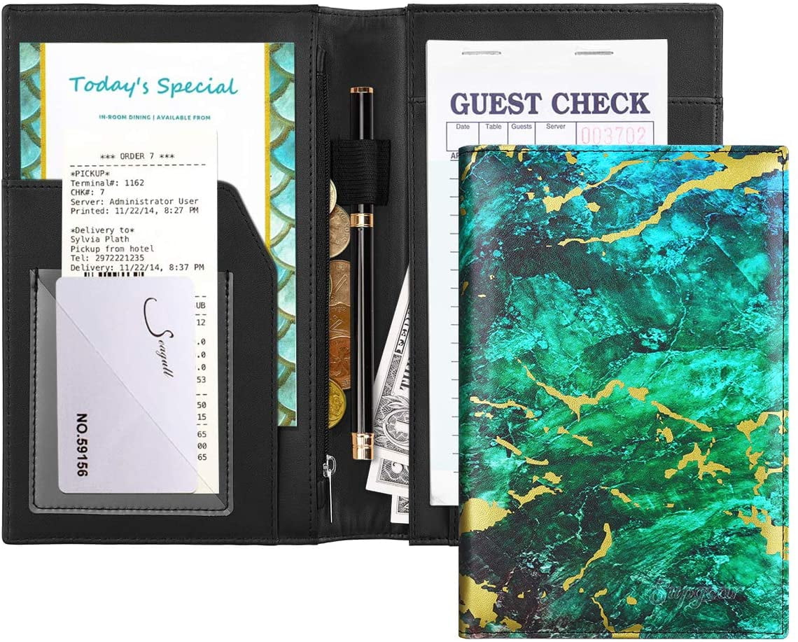 SUPGEAR Server Book for Waitress.9-Pocket PU Leather Server Booklet ...