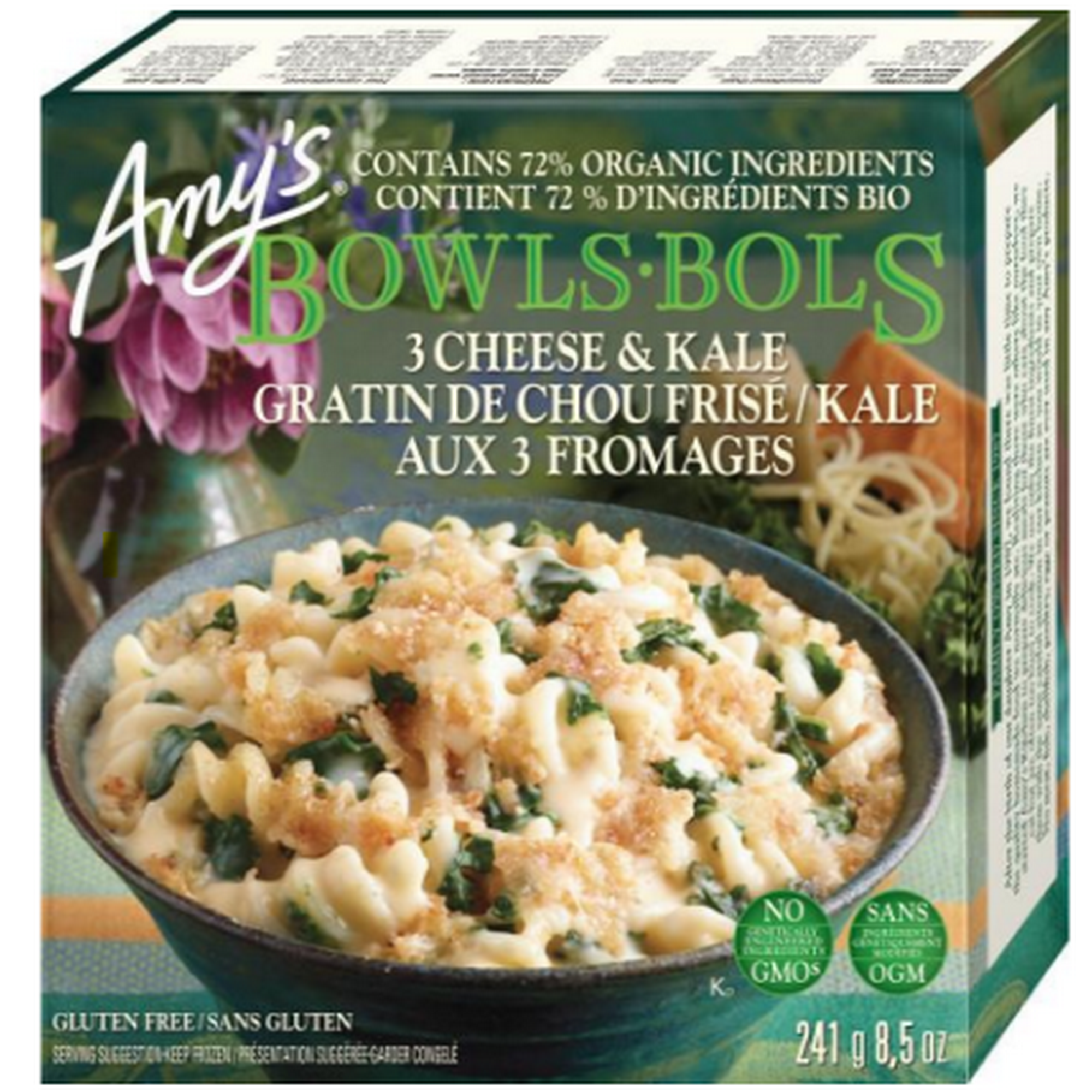 Click here for Amys Kitchen 3 Cheese Kale Bake Bowl 241g prices