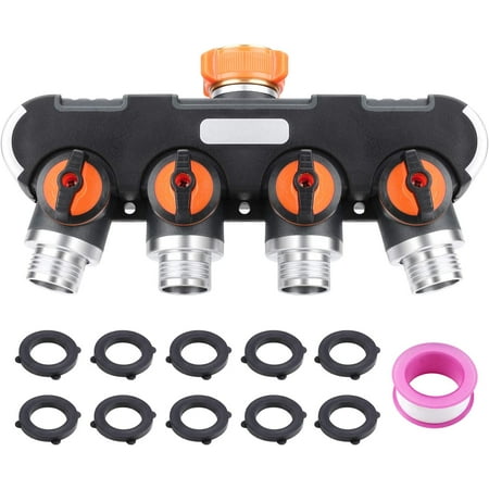 4 Way Garden Hose Splitter Heavy Duty Water Hose Adapter, Upgraded Hose ...