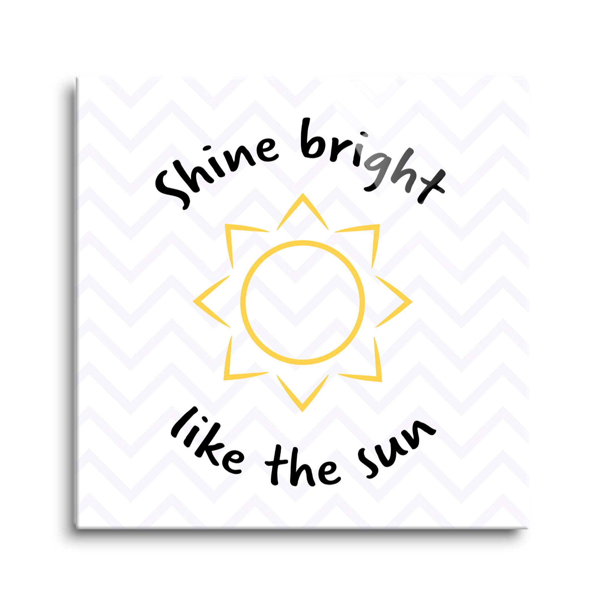 Shine Bright Sun Yellow Sun Chevron 24 x 24 Glass Wall Hanging Sign ...