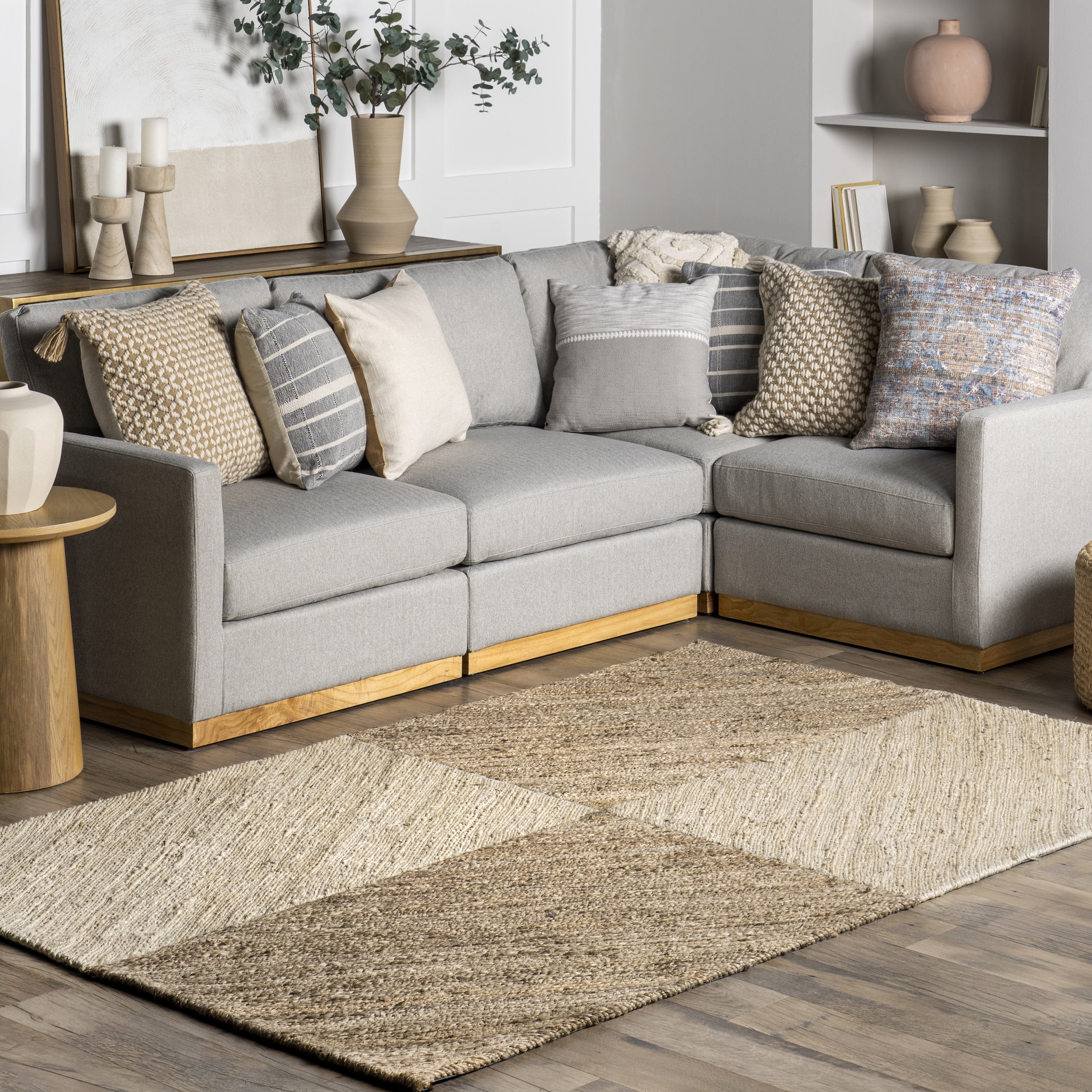 nuLOOM Felicia Coastal Geometric Jute Area Rug, 8' x 10', Natural ...