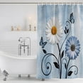 Blue White Daisy Shower Curtain for Bathroom, Butterfly Leaf Blue ...
