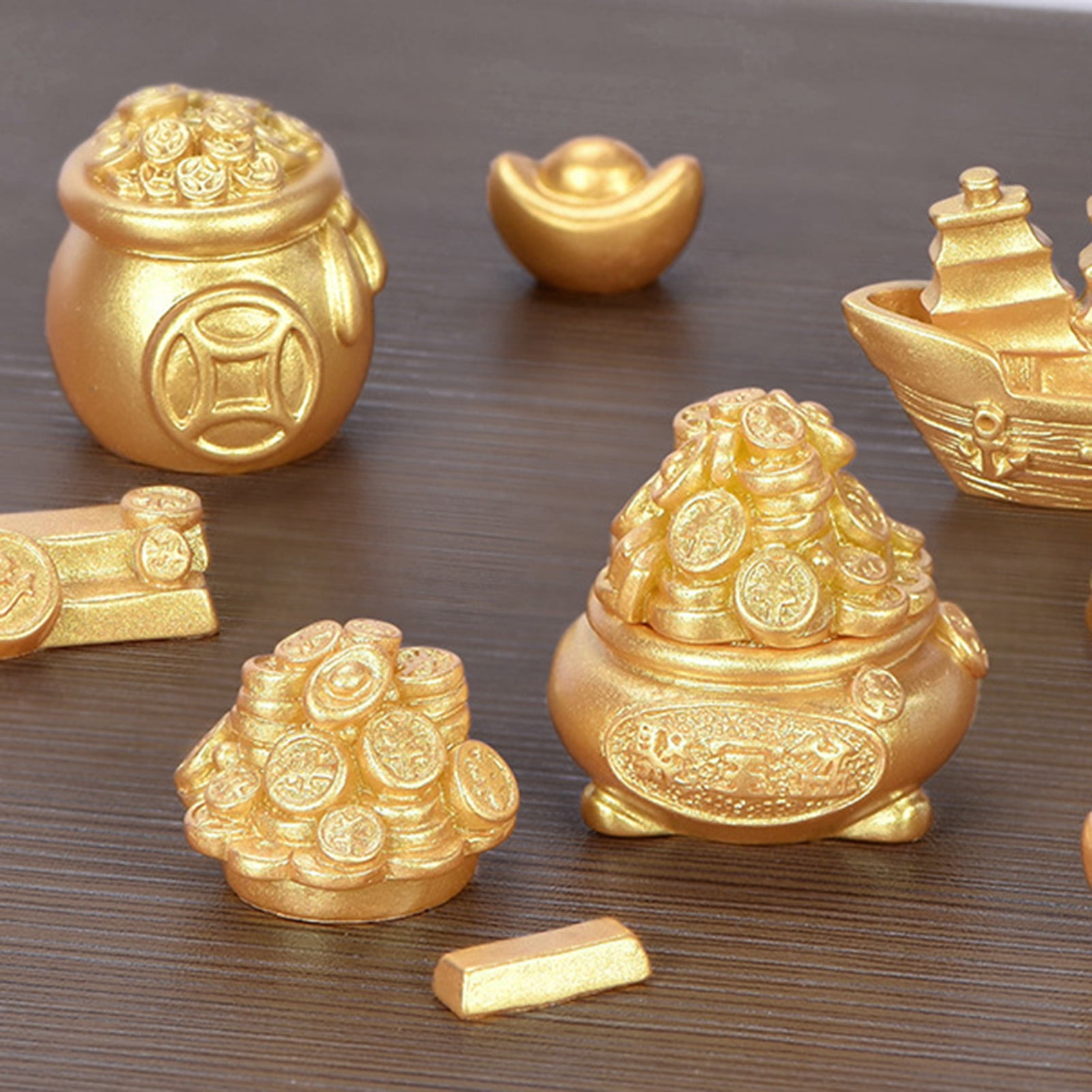 Auspicious Imitation Gold Ingot Ornament- Plastic Mascot Display Crafts ...