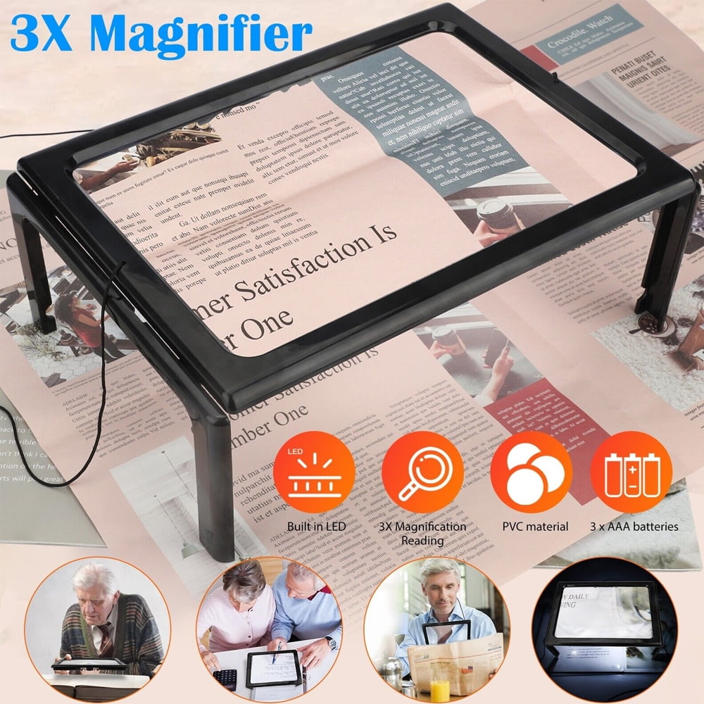 Large Magnifier A4 Full Page 3x Book Reading Aid Magnifying Glass w ...