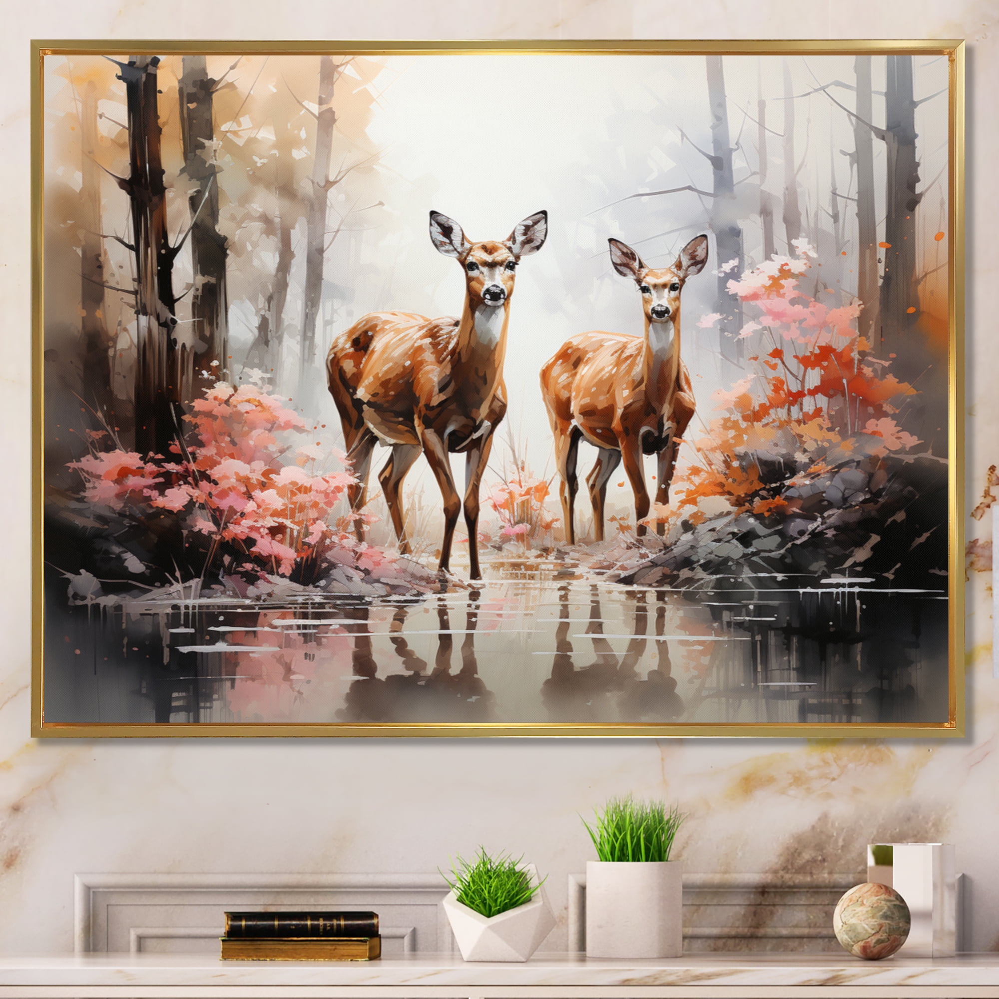 Click here for Designart Deer Oversized Framed Wall Art Decor  De... prices