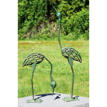 Bits and Pieces - 34” Metal Verdigris Herons Garden Statues - Set of 2 - Yard Decorations ...