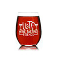 C&M Personal Gifts 17 oz WTF Wine Tasting Friends Stemless Wine Glass ...