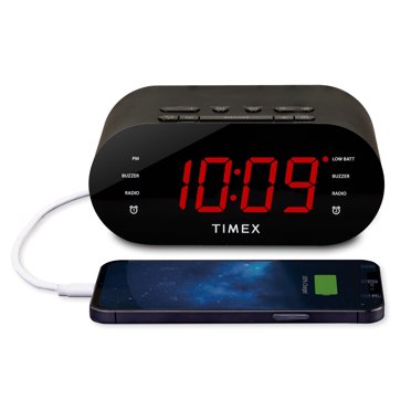 Timex Dual Alarm/FM Clock Radio with Wireless + USB Charging 1 ea ...