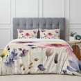 Country Wildflowers Comforter Set California King Size, Watercolor ...