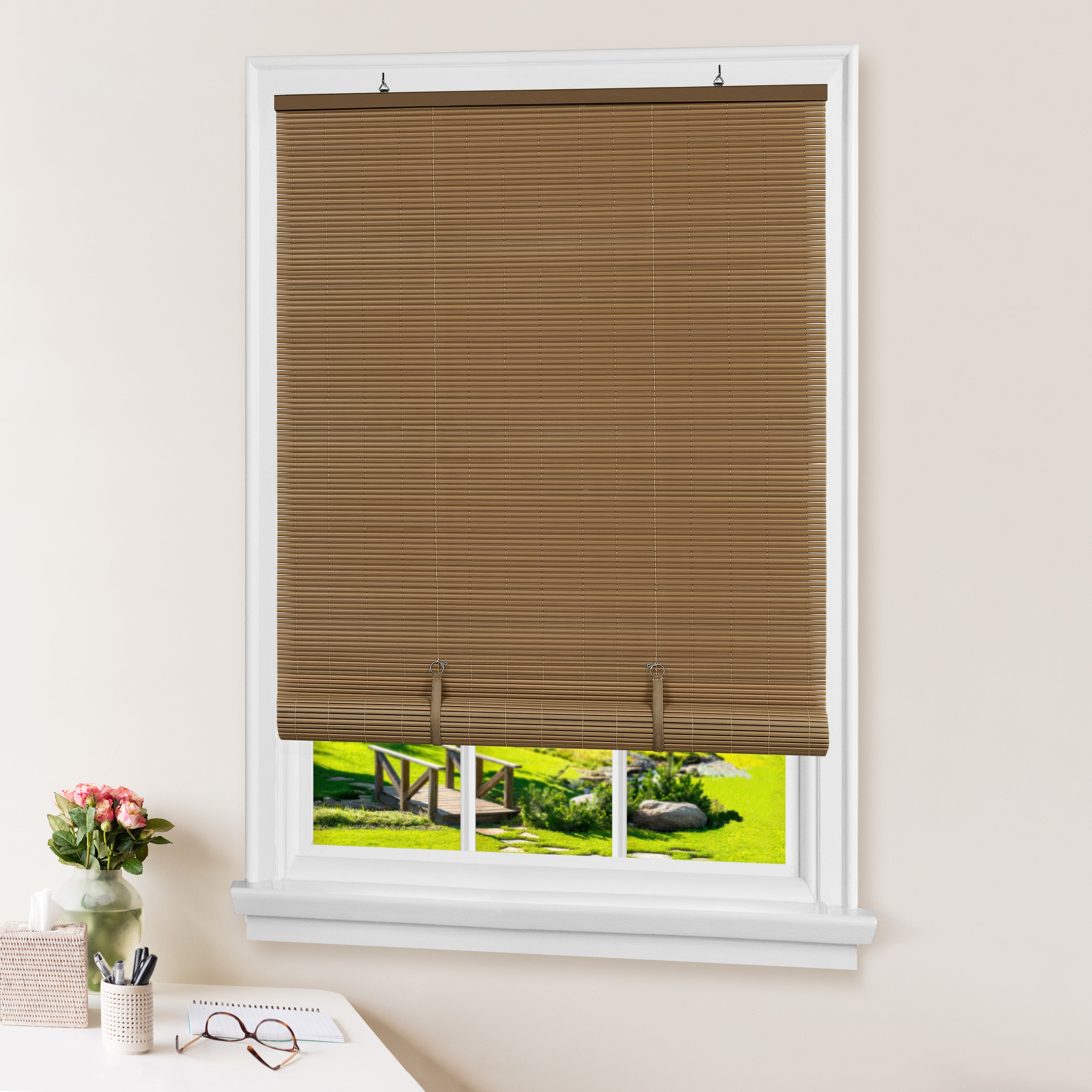 Eclipse Cordless Vinyl Roll-Up Blind 48x72 - Woodtone - Walmart.com