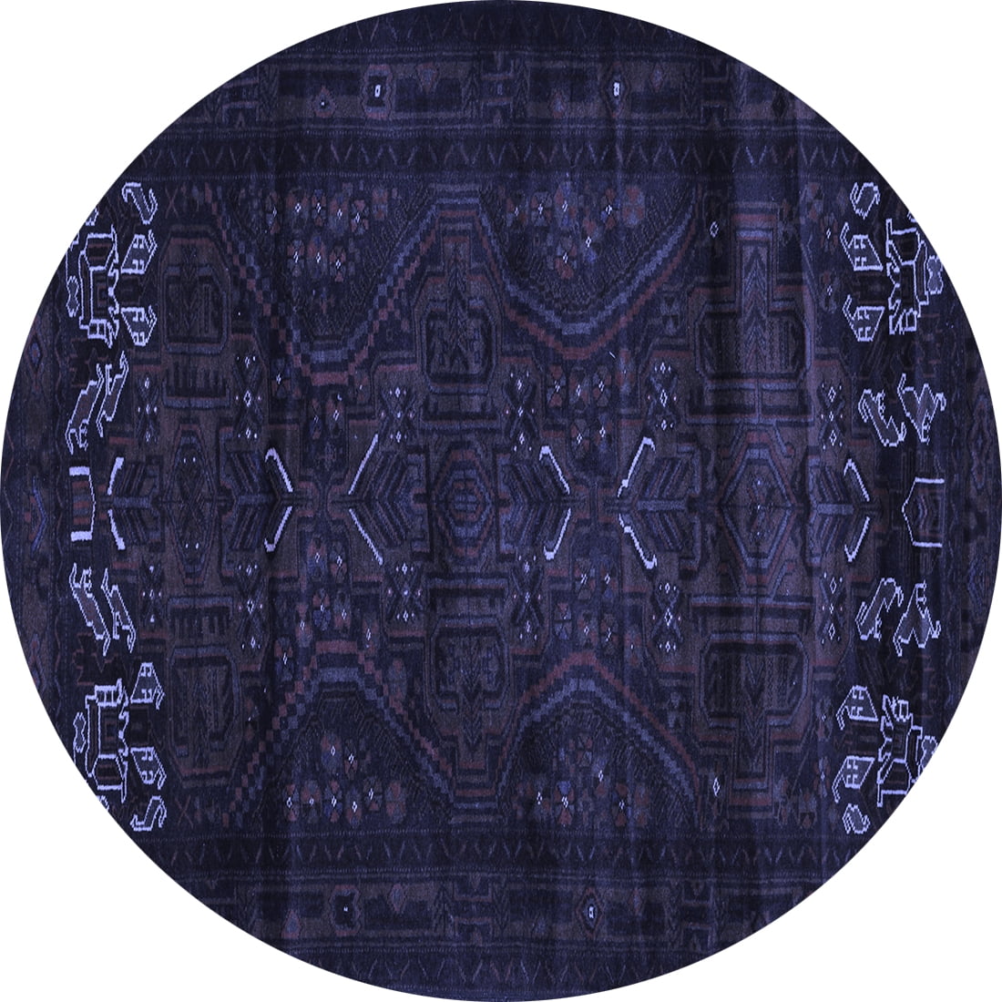 Ahgly Company Indoor Round Persian Blue Traditional Area Rugs, 8' Round ...