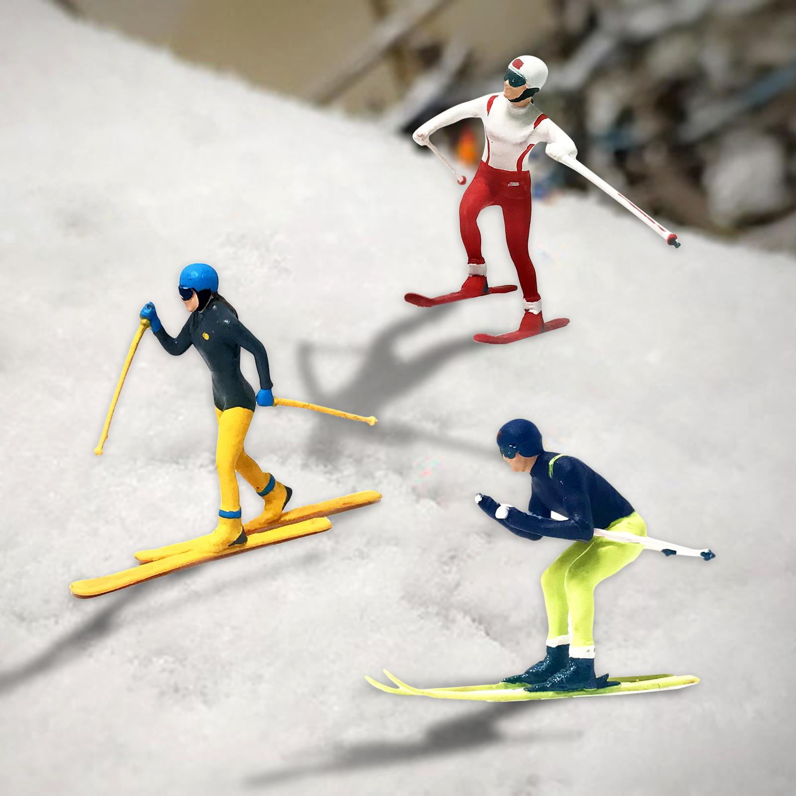 3x 1/64 Mini Model Skiing Figures Table Diorama Street Scene Toys Decor ...
