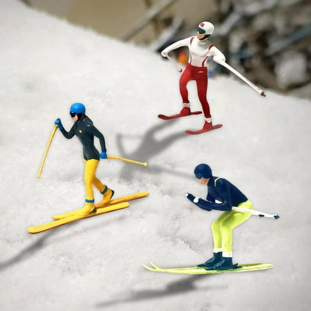 3 Pieces Hand Painted Ho Scale 1/87 Mini Skiing Figure Railway Children ...
