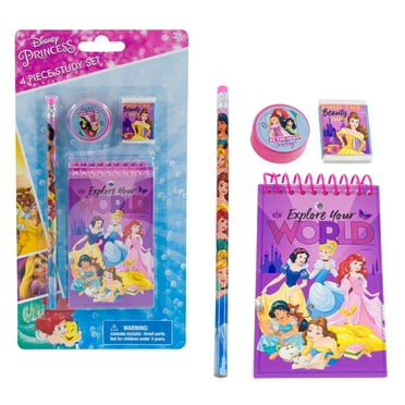 Disney Princess 4 Piece Stationary Set - Pencil Case, Eraser, Sharpener ...