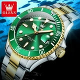 Green Watches for Men Luxury Men Watch Gold and Silver Stainless Steel ...