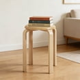CQSXDA Stackable Bentwood Stool Set of 4, 18 Inch Round Backless ...